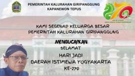 Ucapan Selamat Hari Jadi ke-270 DIY