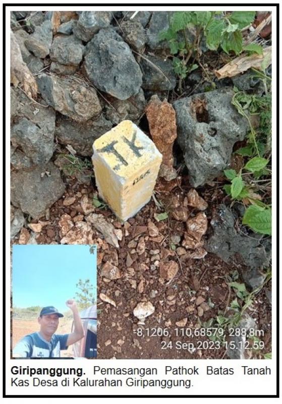 Pemasangan Patok Batas Tanah Kas Desa di Kalurahan Giripanggung
