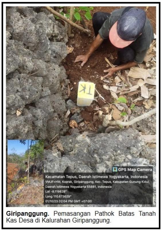 Pemasangan Patok Batas Tanah Kas Kalurahan Giripanggung oleh Jag