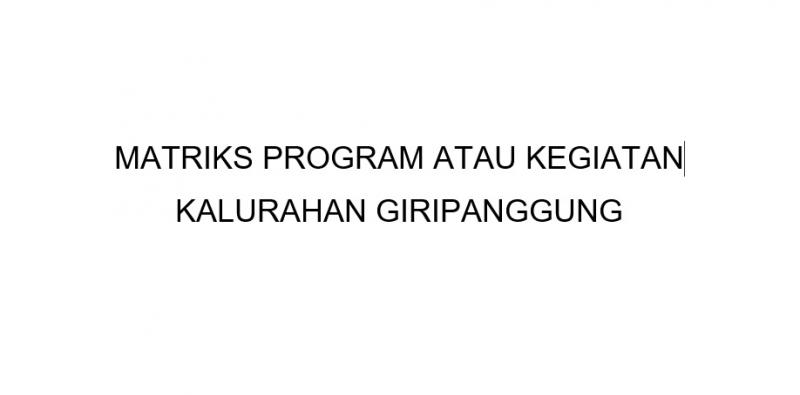 Matriks Program atau Kegiatan Kalurahan